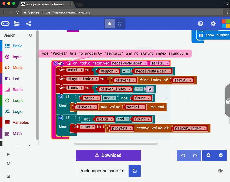 Editor appends variable and errors 'packet has no property Serial2' · Issue #3399 · microsoft ...