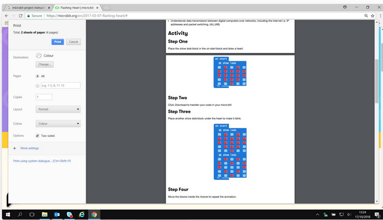 Printing lessons no longer produces coloured blocks · Issue #1474 · microsoft/pxt-microbit · GitHub