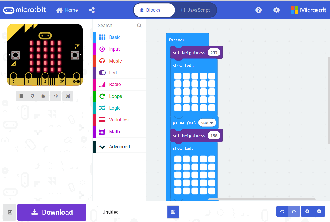 Set brightness changes position of LEDs in Edge · Issue #1573 · microsoft/pxt-microbit · GitHub