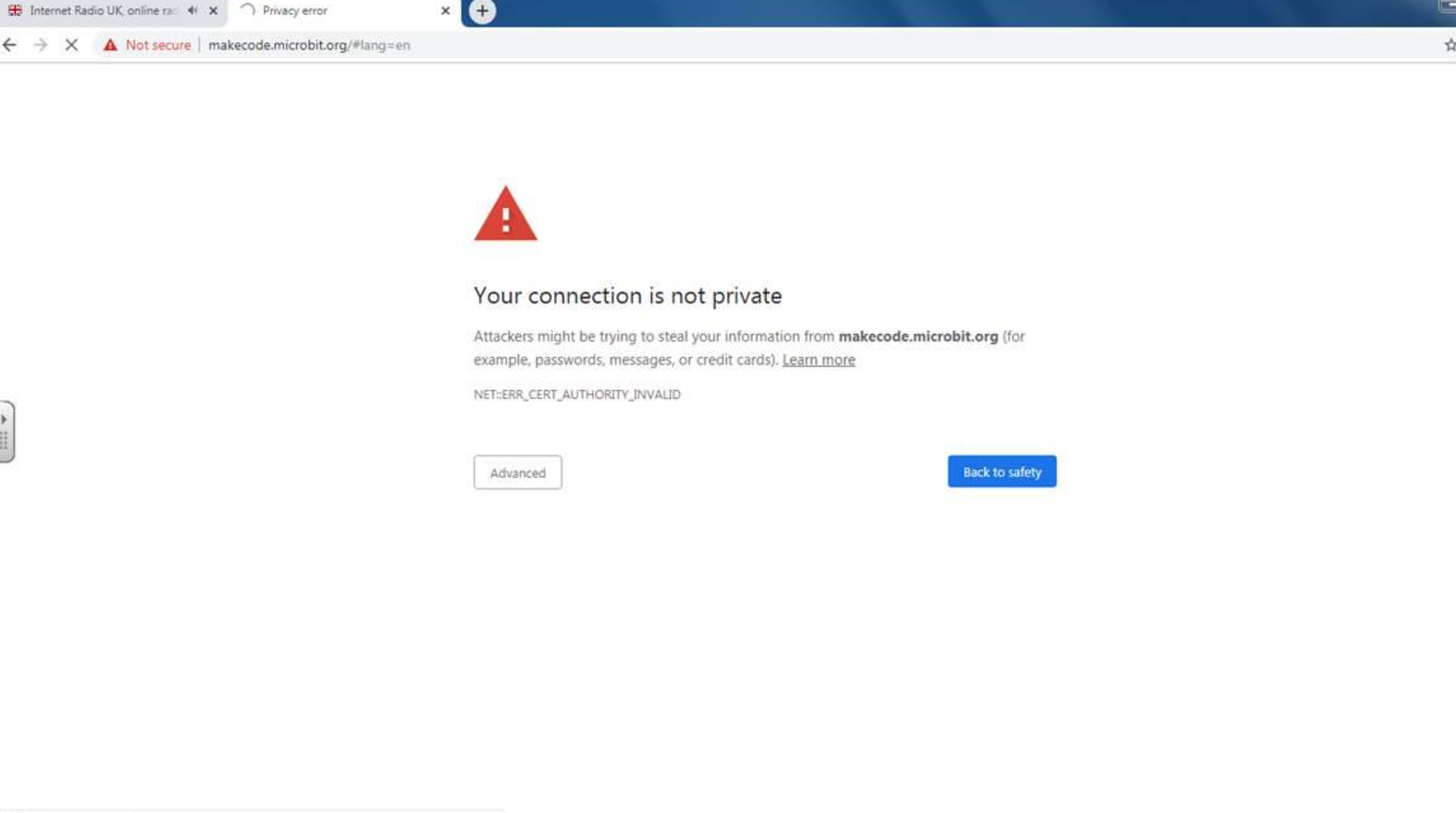 Certificate not trusted error · Issue #2548 · microsoft/pxt-microbit · GitHub