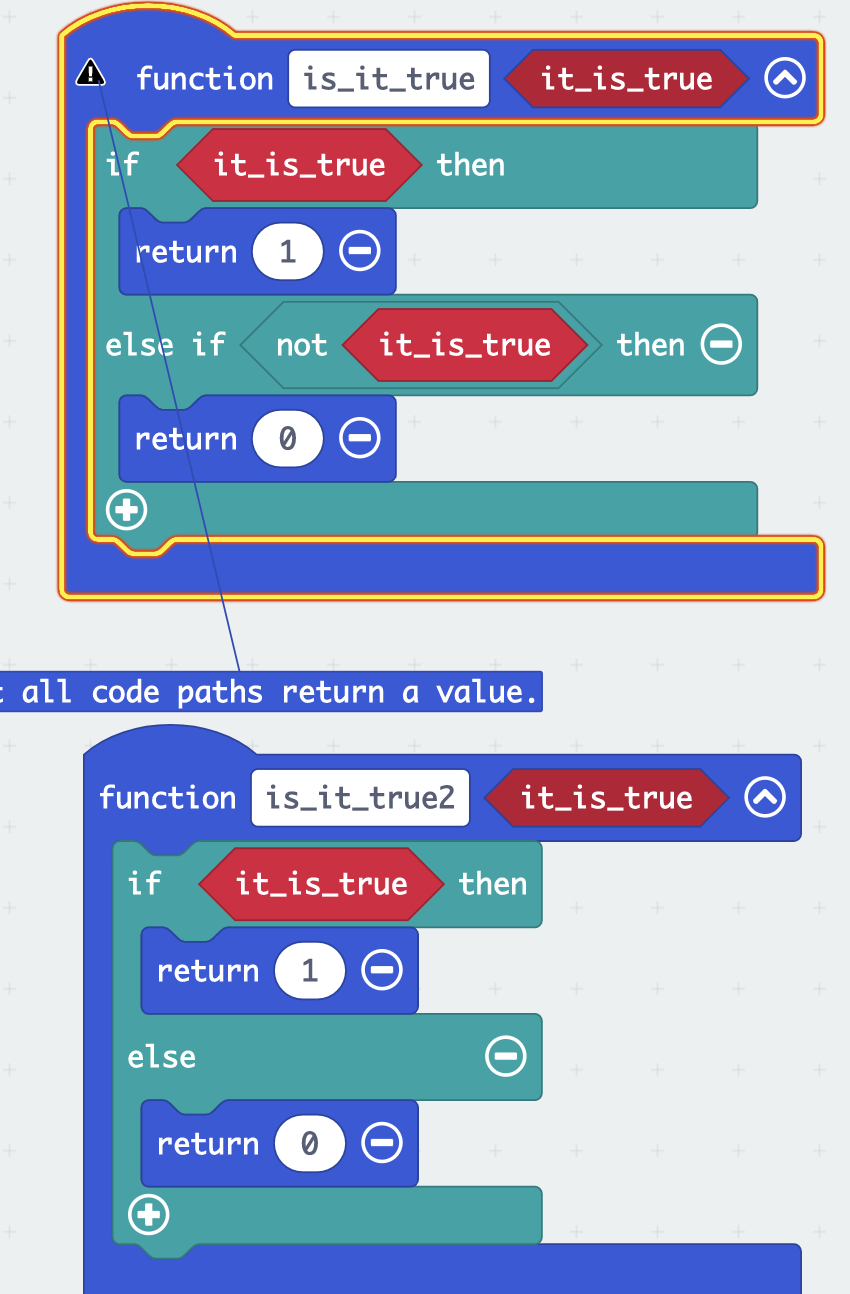 Return statements do not work in else if conditions · Issue #3177 · microsoft/pxt-microbit · GitHub