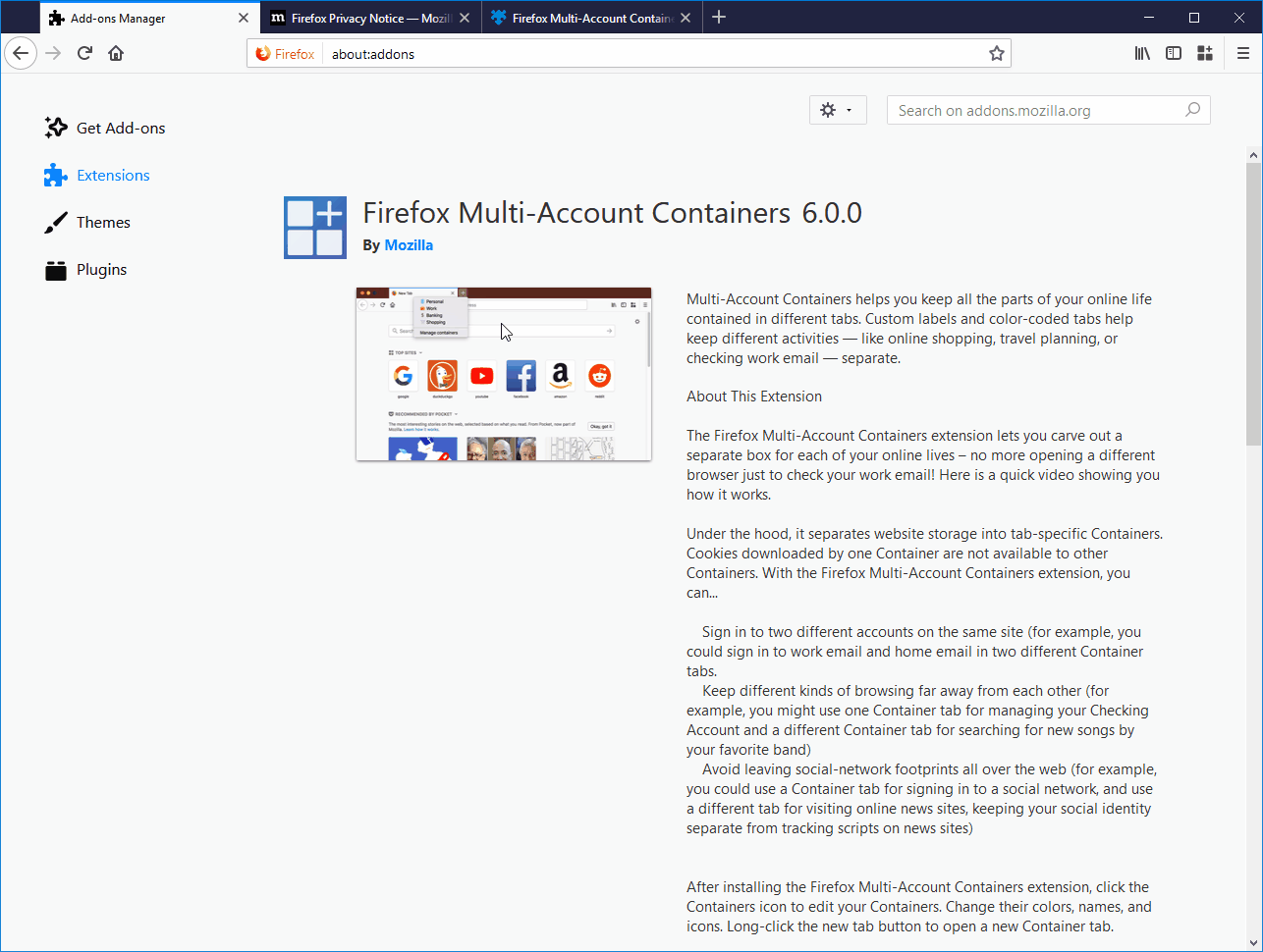 The "web.whatsapp.com" website is not opened in the assigned container if it was previously ...