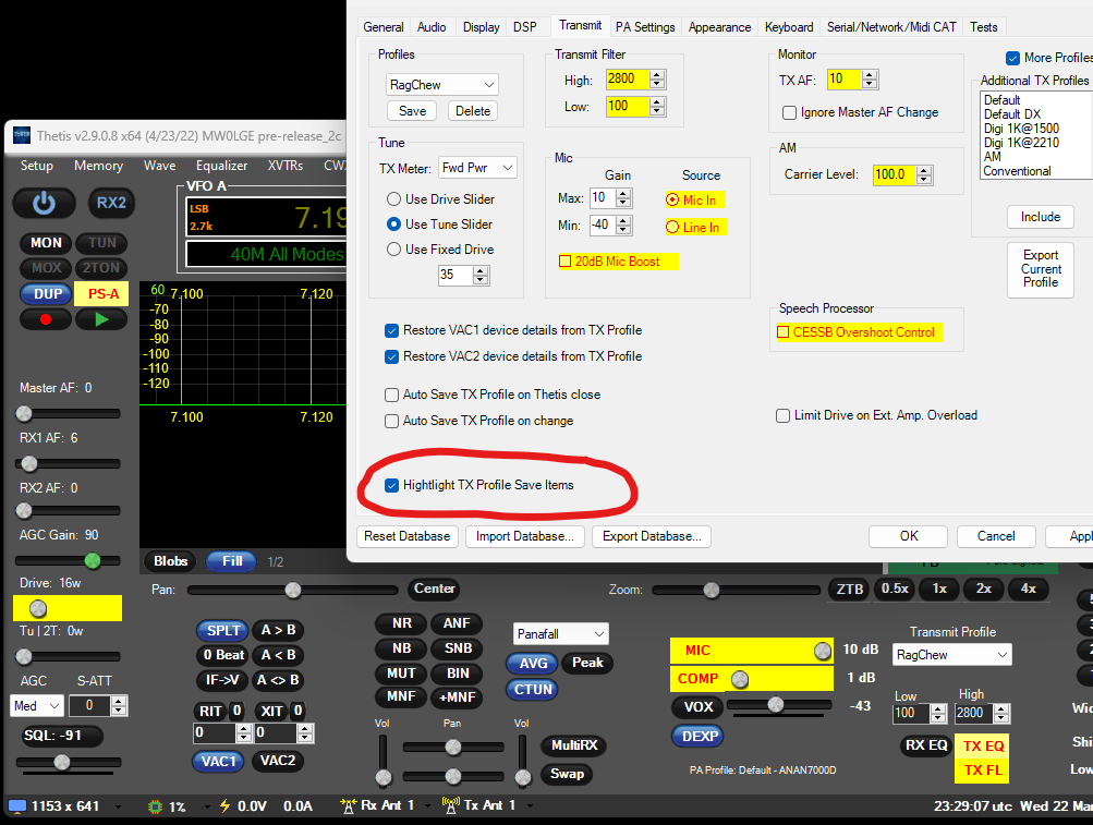 [BUG] SSB TX settings change after changing band/mode · Issue #105 · ramdor/Thetis · GitHub
