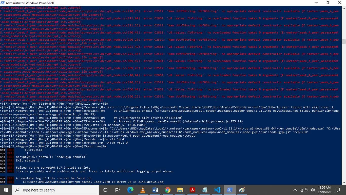 Failed at the bcrypt@0.8.7 install script 'node-gyp rebuild'. · Issue #17 · Matterwiki ...