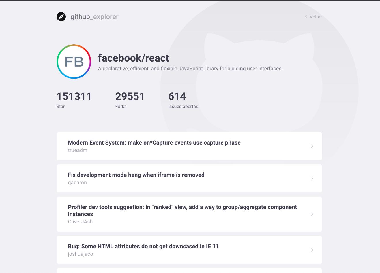 GitHub - GuiRamos7/github-explorer: Is a application made with ReactJS ...