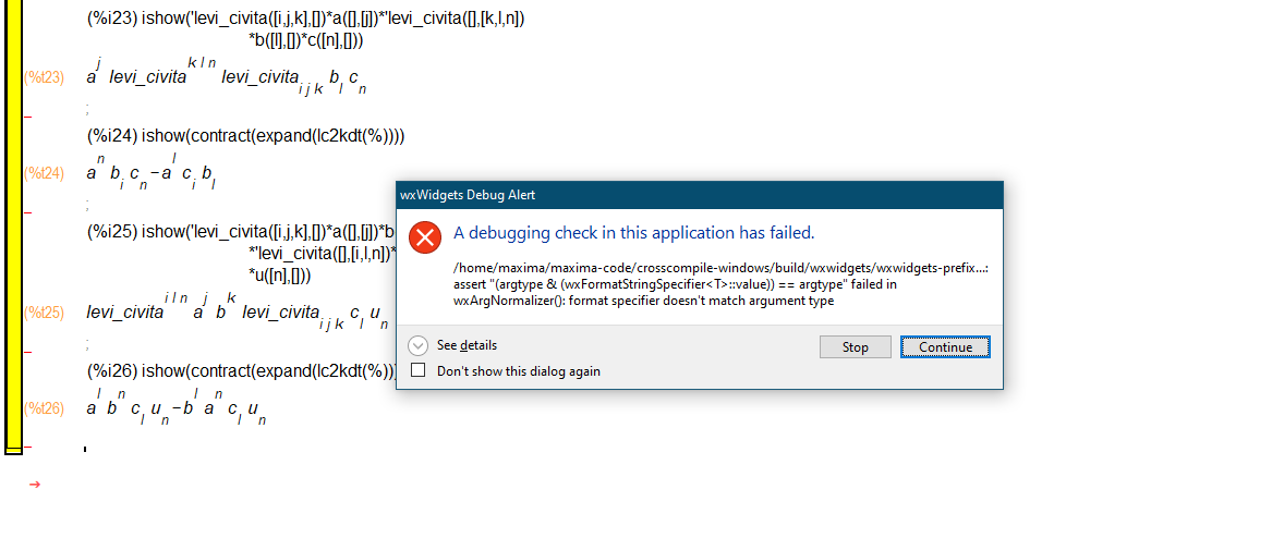 Crash message when demo tensor is repeated. · Issue #1574 · wxMaxima-developers/wxmaxima · GitHub