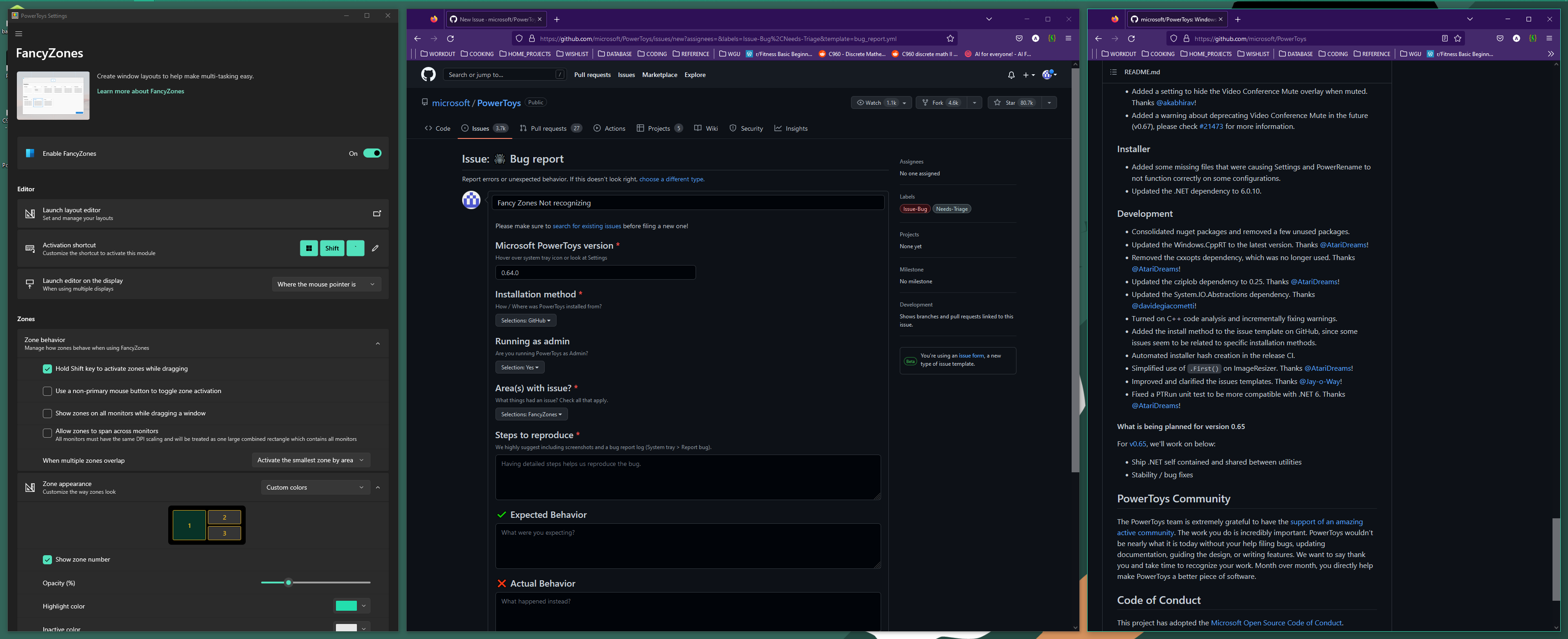 Fancy Zones Not recognizing toggled off "space around zones" feature ...