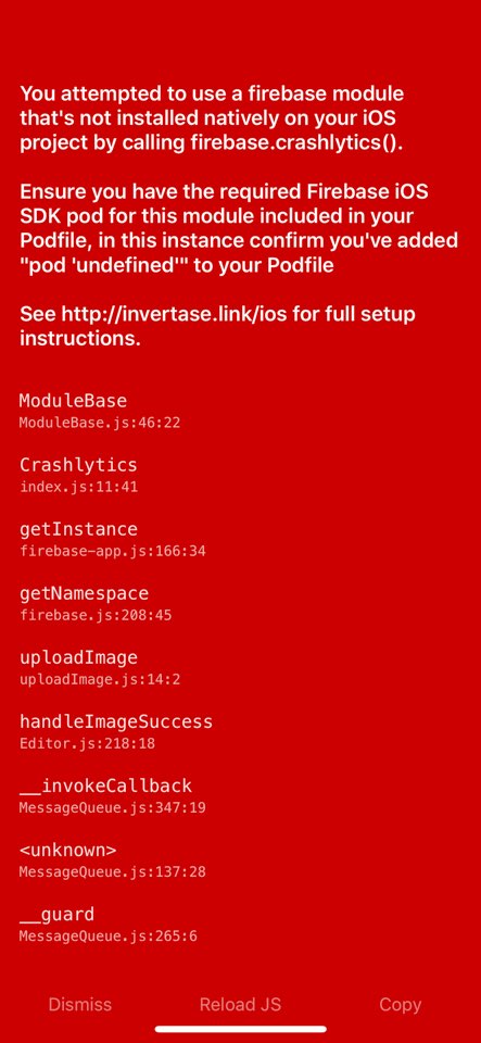 Not Installed Natively By Calling Firebase Crashlytics · Issue 736 · Invertase React Native