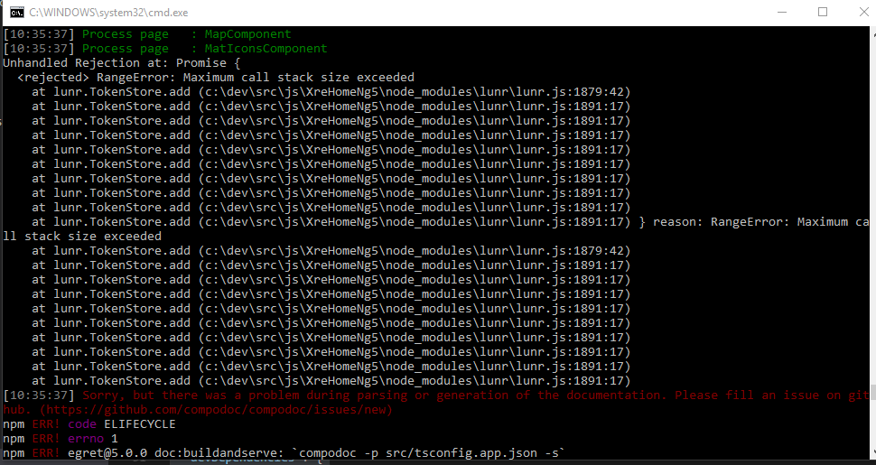 [BUG]] Err when npm run doc:buildandserve · Issue #444 · compodoc/compodoc · GitHub