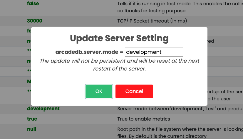 Display Database and Server settings in Studio · Issue #776 · ArcadeData/arcadedb · GitHub