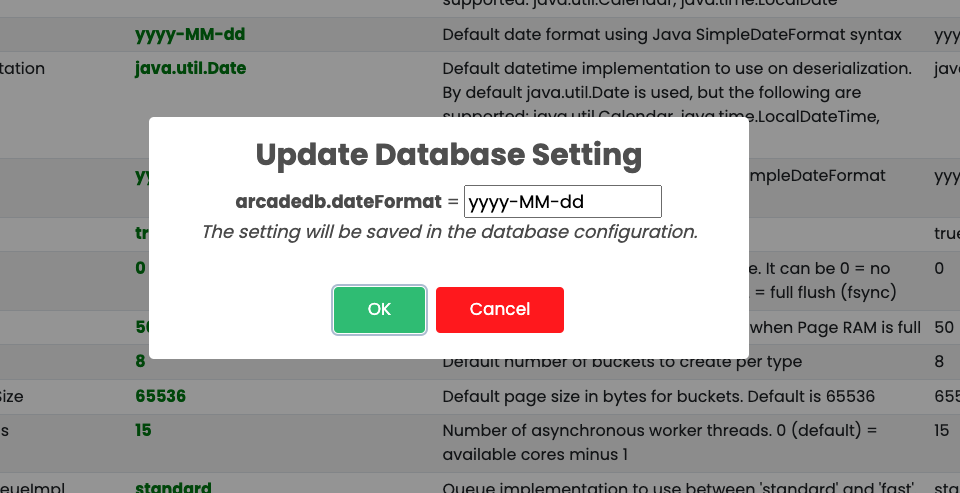 Display Database and Server settings in Studio · Issue #776 · ArcadeData/arcadedb · GitHub