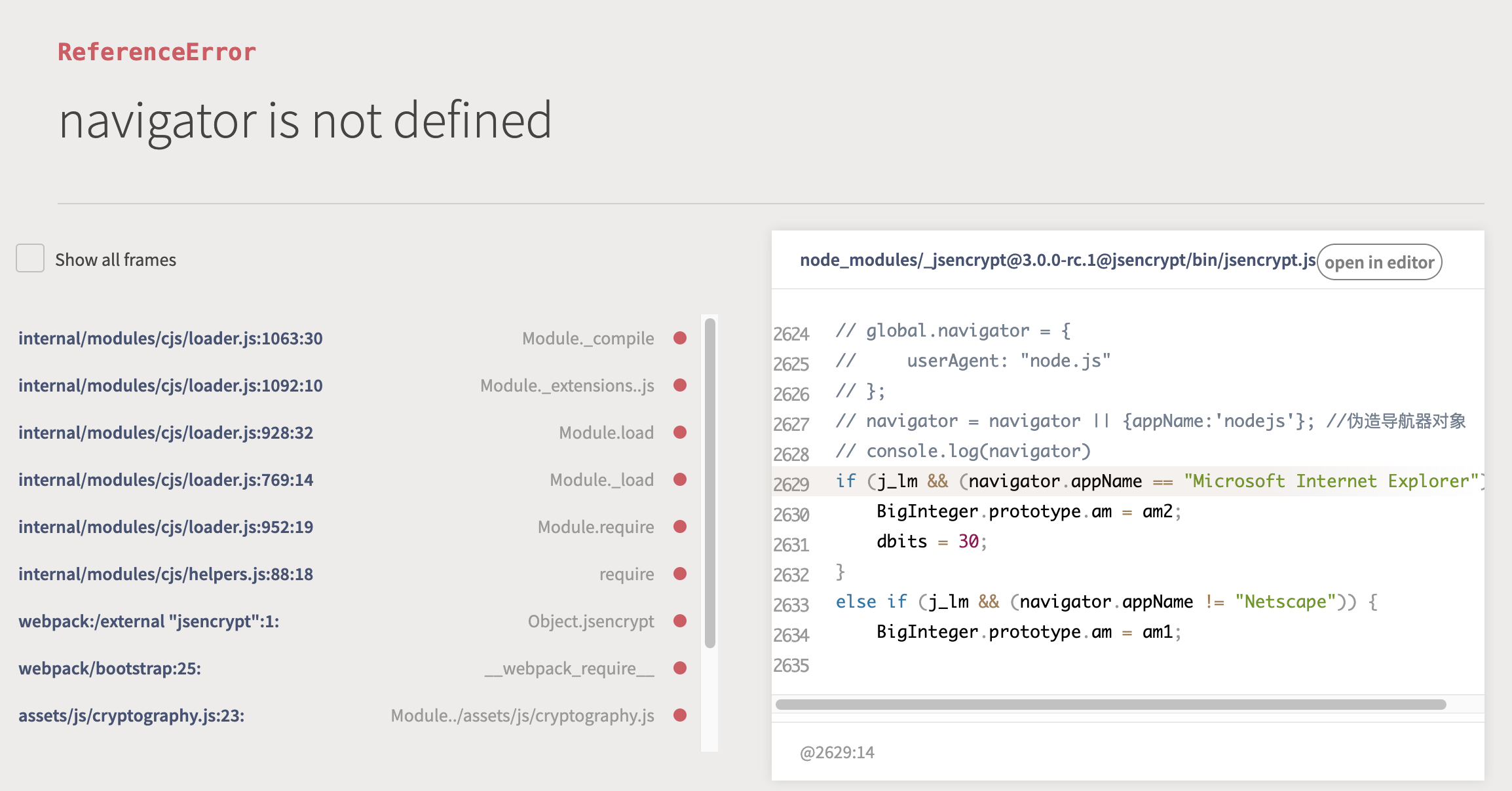 在nuxtjs 环境中 引入显示navigator is not defined · Issue #183 · travist/jsencrypt · GitHub