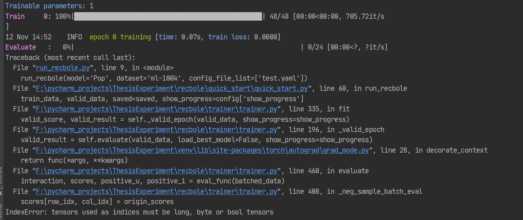 给Pop使用留一法出现索引错误 · Issue #1041 · RUCAIBox/RecBole · GitHub