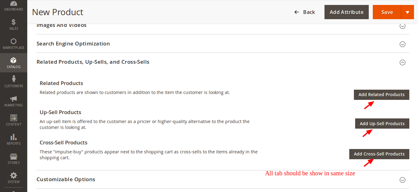 Add Related Products, Add Up-Sells, and Add Cross-Sells button ...