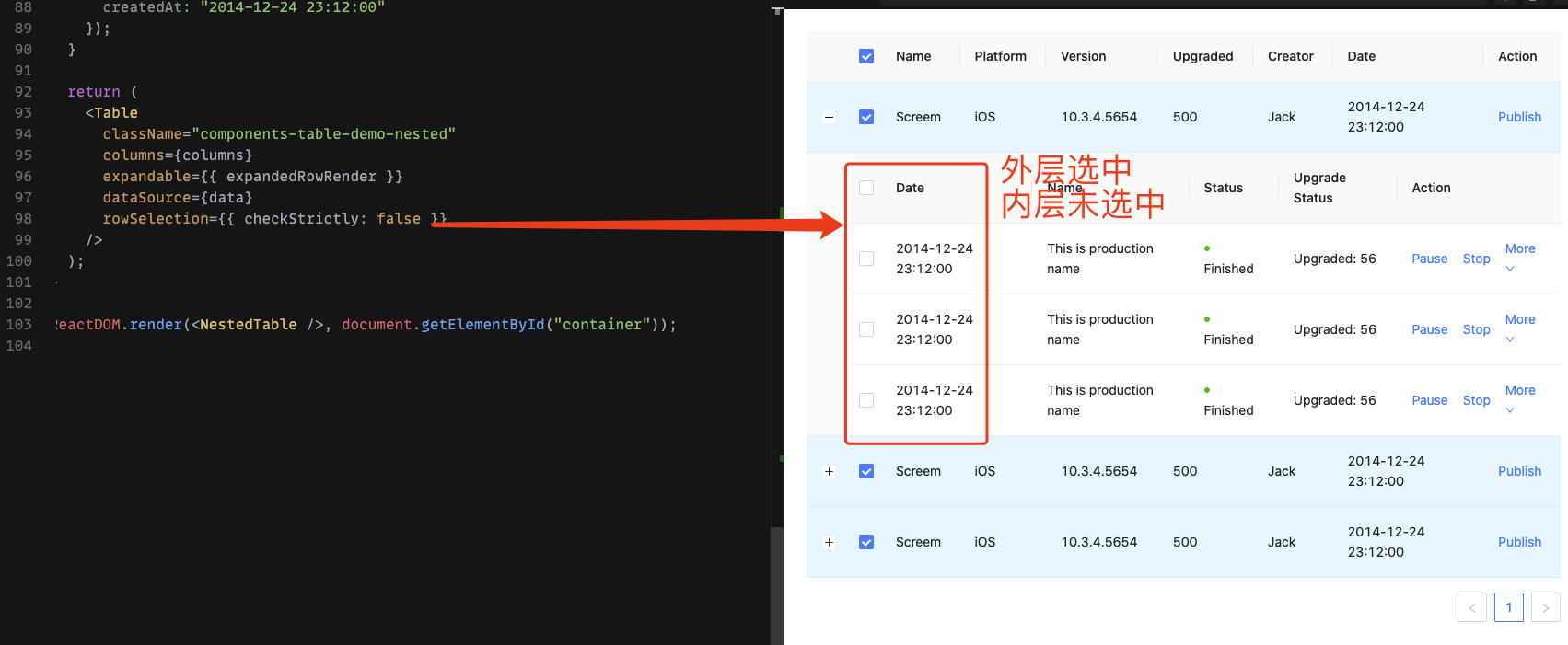 table 使用了嵌套子表格之后，不支持rowSelection 父子联动选中 · Issue #33324 · ant-design/ant-design · GitHub