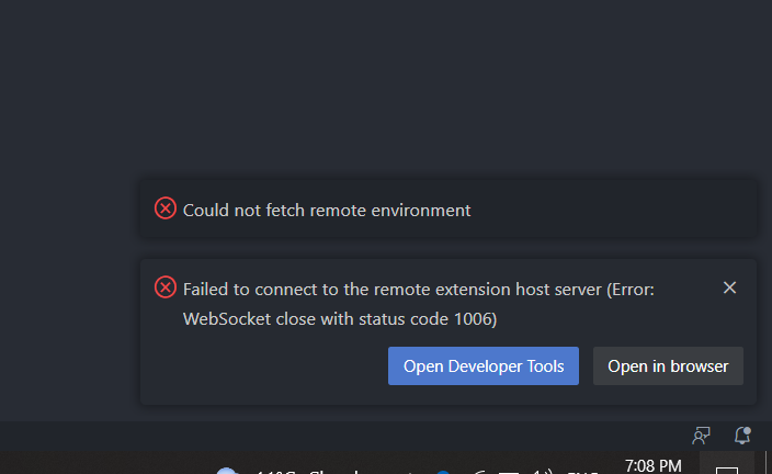 Error while trying to establish a remote connection · Issue #184555 · microsoft/vscode · GitHub