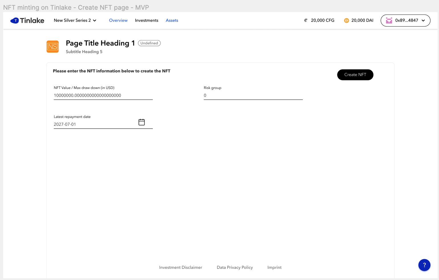Minting NFTs from Tinlake UI · Issue #1085 · centrifuge/apps · GitHub