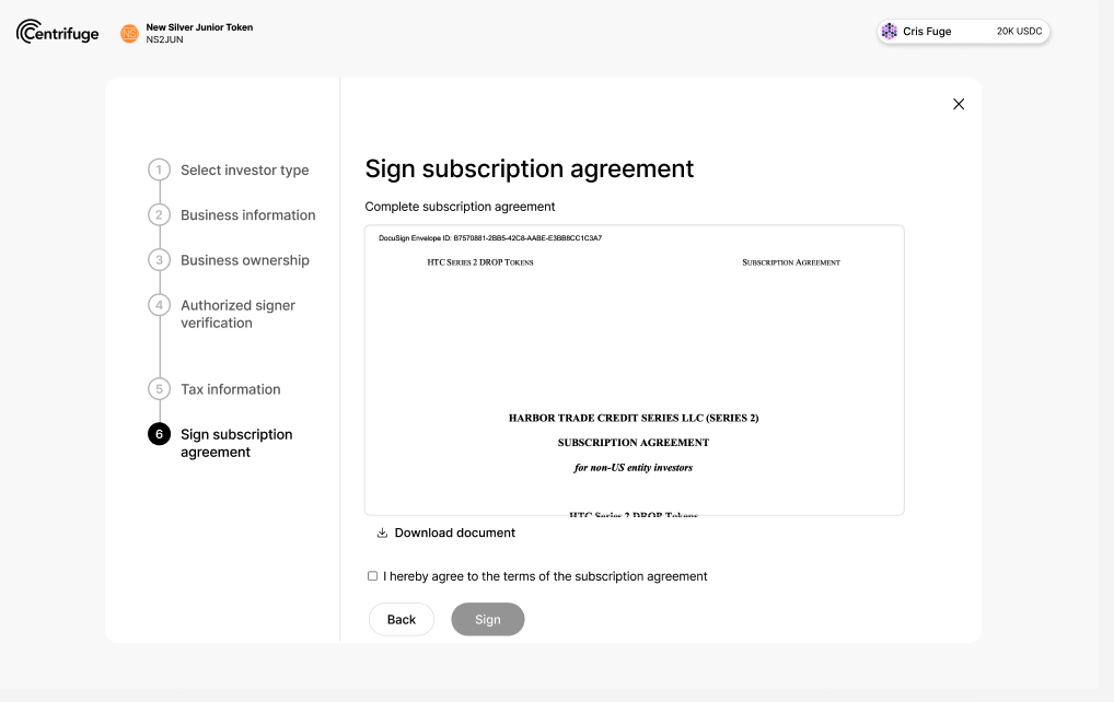 Subscription document - Onboarding flow · Issue #1281 · centrifuge/apps · GitHub