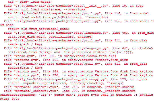 Error Loading Model Into Spacy · Issue 2861 · Explosion Spacy · Github