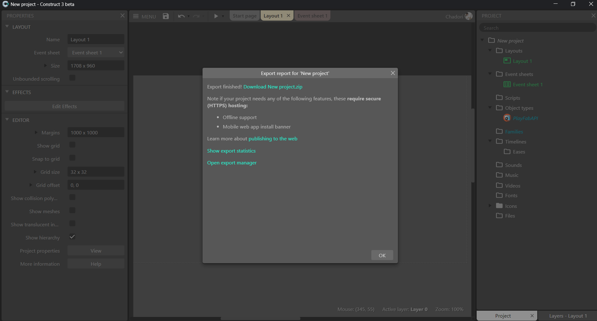 Minification error with just the PLayFab api addon and HTML export · Issue #376 · Chadori ...