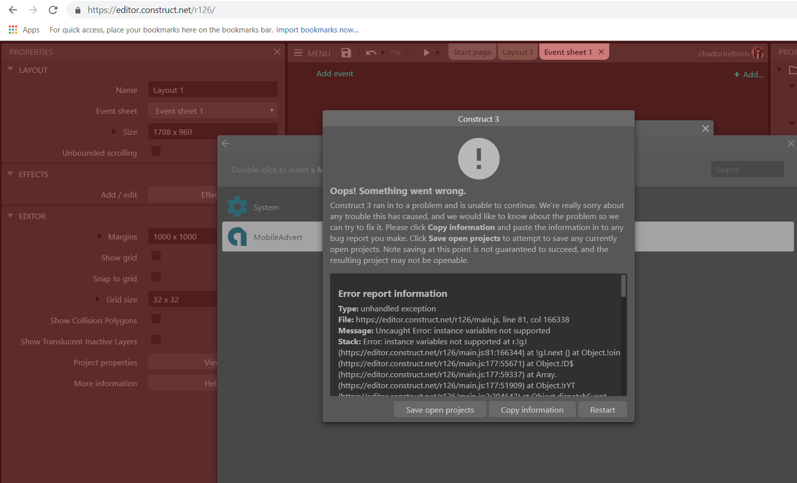 Opening the Expressions Dialog for an object whether an addon or the system object causes a ...