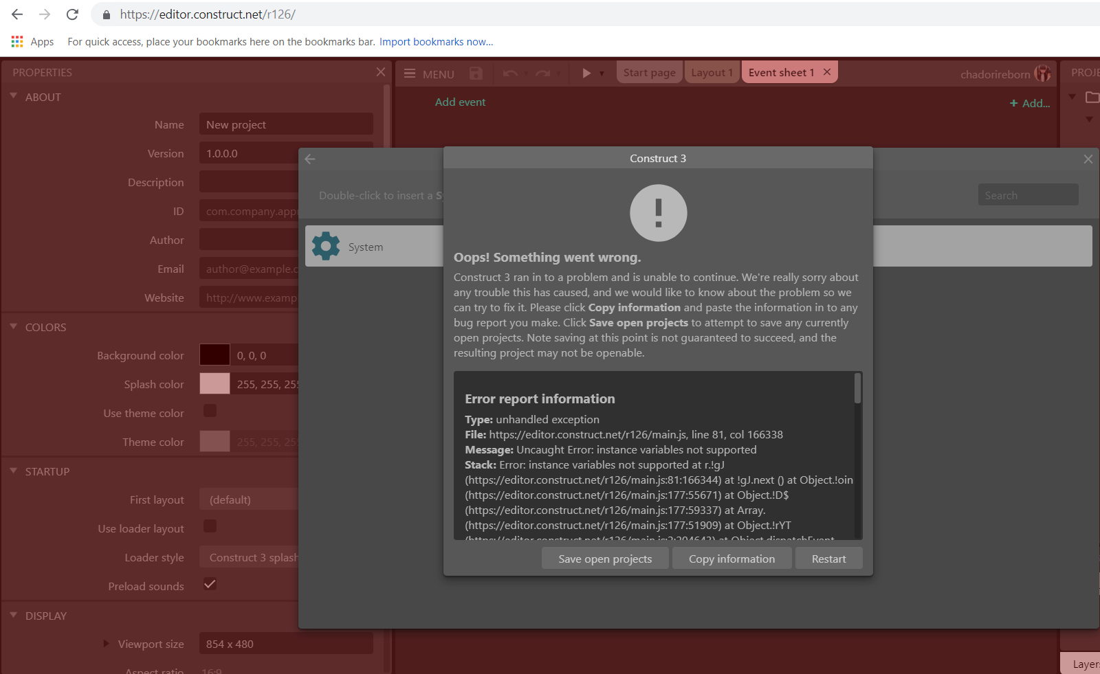 Opening the Expressions Dialog for an object whether an addon or the system object causes a ...