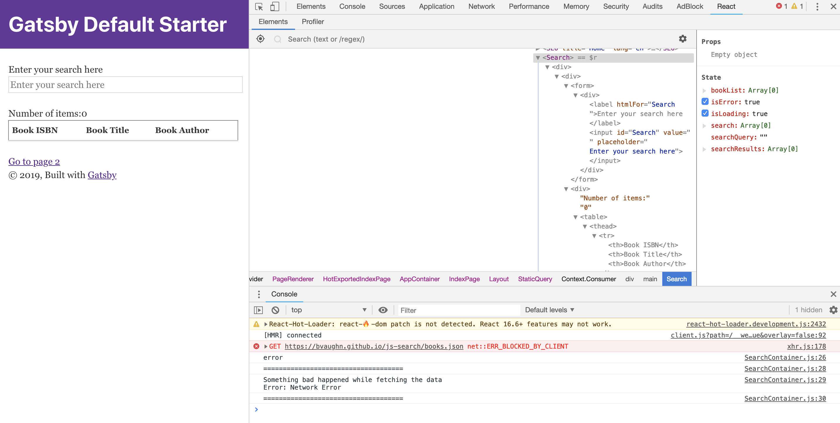 docs: js-search example not working · Issue #12270 · gatsbyjs/gatsby · GitHub