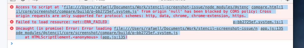 Stencil Screenshot compare.html errors with uncaught promise · Issue #1704 · stenciljs/core · GitHub