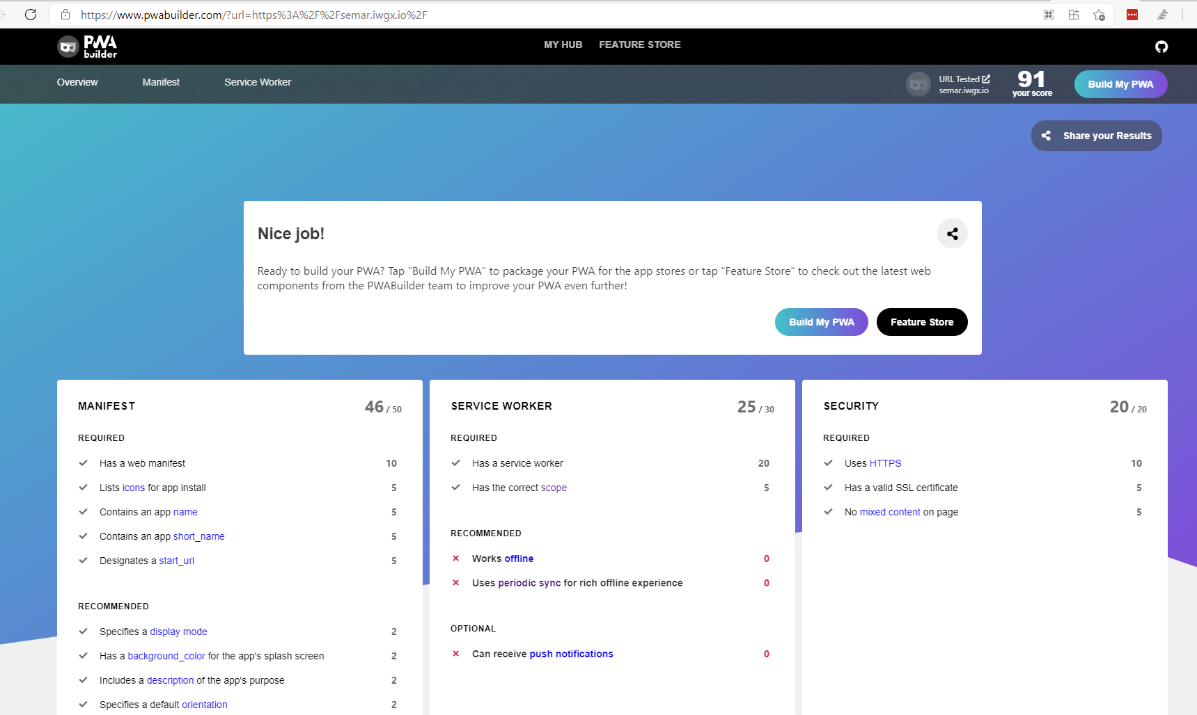 PWABuilder not detect manifest.json · Issue #1674 · pwa-builder/PWABuilder · GitHub