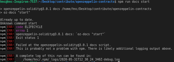 I can't run the docs locally · Issue #2252 · OpenZeppelin/openzeppelin-contracts · GitHub