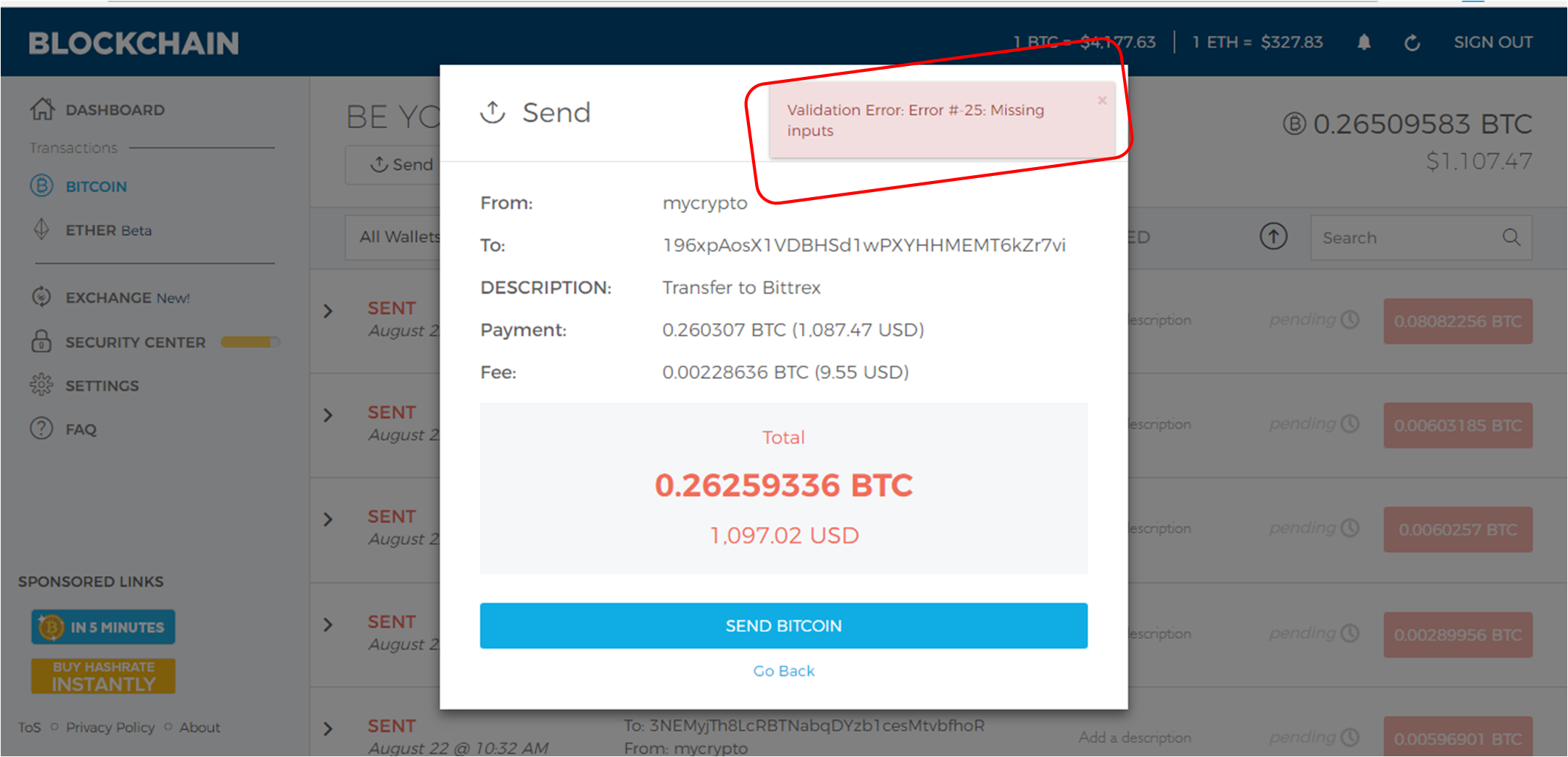 Close Validation Error: Error #-25: Missing inputs · Issue #2796 · spesmilo/electrum · GitHub
