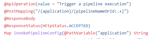 The user in the READ group can trigger a pipeline using /pipelines/(application)/pipelinename ...