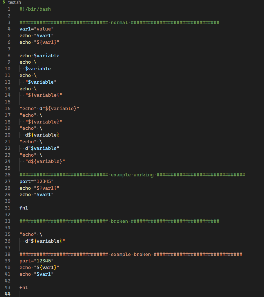 Code coloring Shell Script Edge Case · Issue #173547 · microsoft/vscode ...