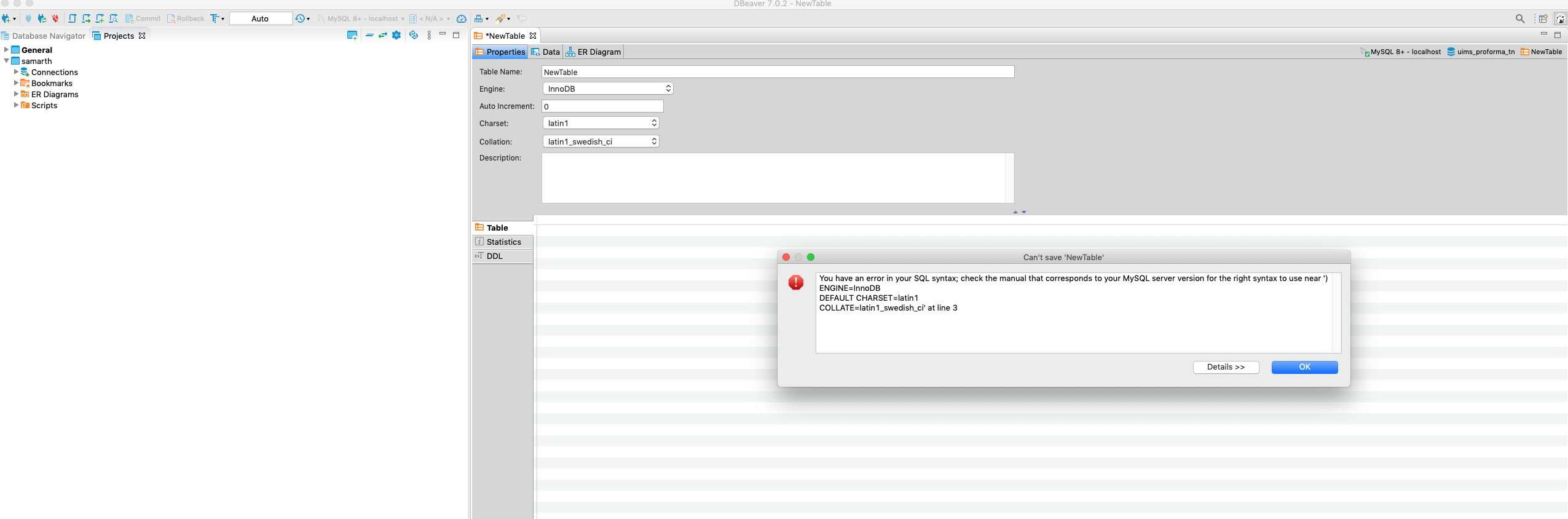 Cannot create table using GUI, No Column Tab.(see the image) · Issue ...