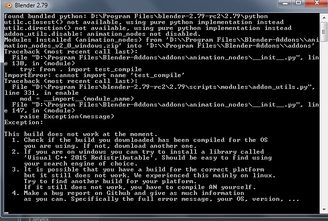 Animation Nodes won't be activated: This build doesn't work at the ...