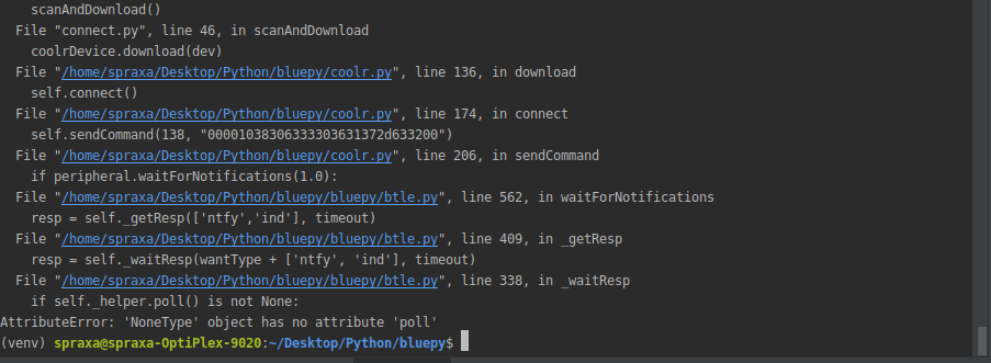 NoneType bug in waitForNotifications · Issue #172 · IanHarvey/bluepy · GitHub