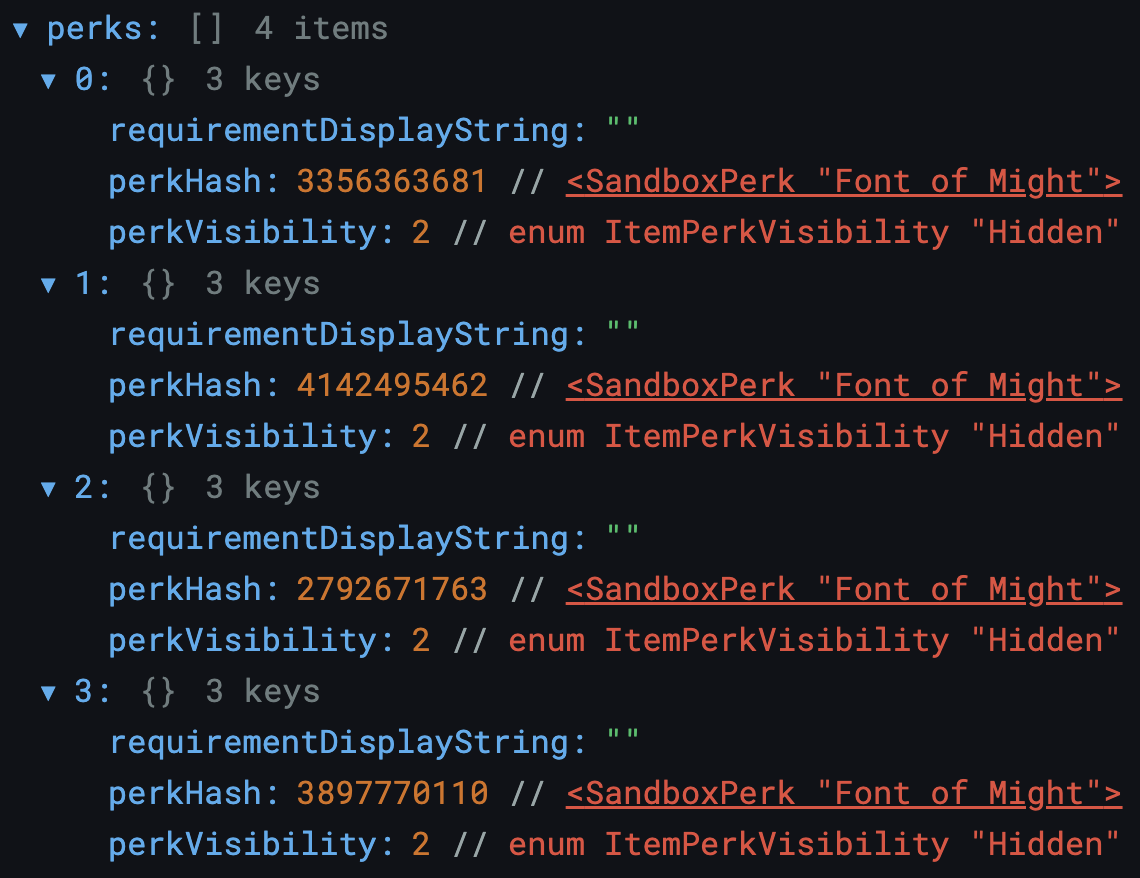 Font of Might has 4 identical perks · Issue #1616 · Bungie-net/api · GitHub