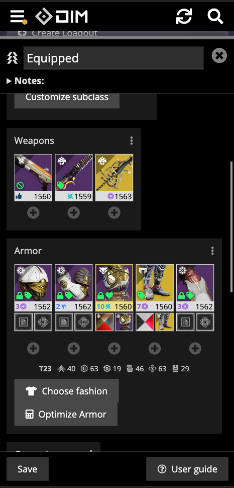 Loadout View Issue (App on Android) · Issue #8637 · DestinyItemManager/DIM · GitHub