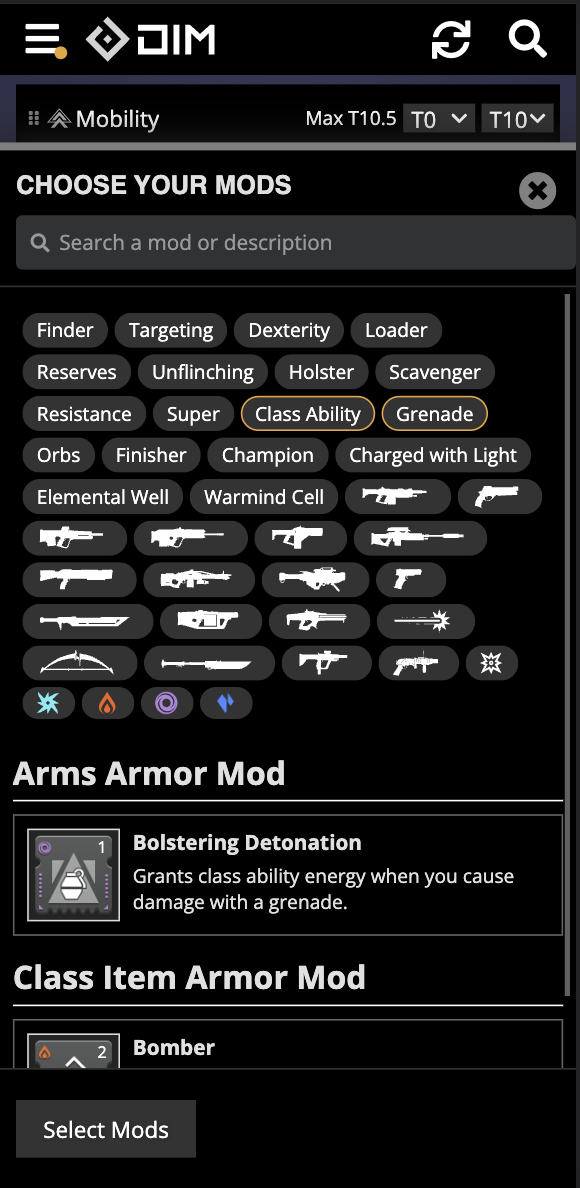 add filter pills to mod selection sheet · Issue #8998 · DestinyItemManager/DIM · GitHub