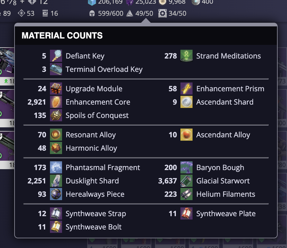 Indicate Capped Materials On The Material Counts Sheet · Issue 9691 · Destinyitemmanagerdim 