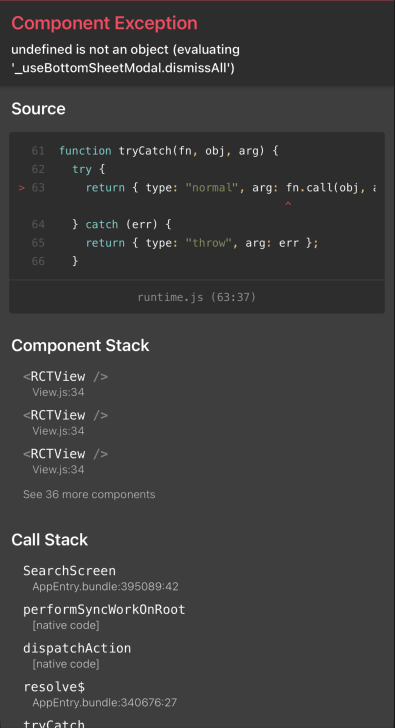 dismiss and dismissAll return an error · Issue #236 · gorhom/react-native-bottom-sheet · GitHub