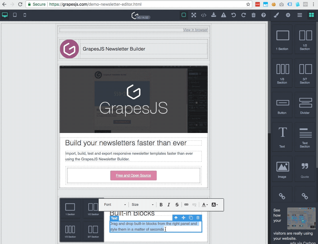 Clicking enter inside a text components many times · Issue #1872 · GrapesJS/grapesjs · GitHub