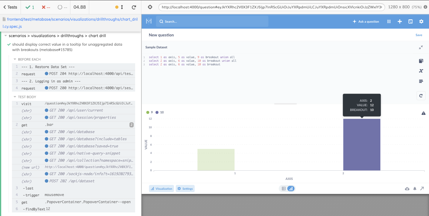 Tooltip Shows Incorrect Values On Unaggregated Data With Breakout · Issue 15785 · Metabase