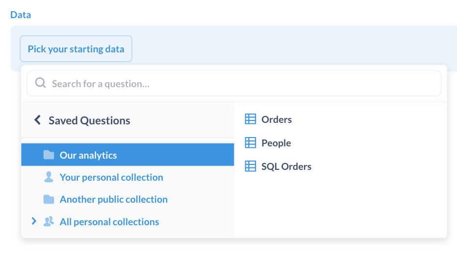 Admins seeing "All personal collections" in New question data picker can lead to performance ...