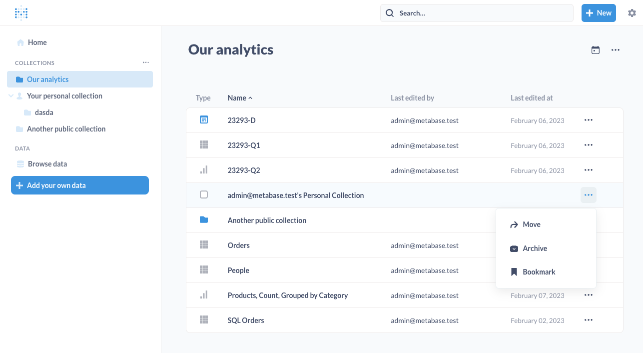 Do not offer Move or Archive for personal collections · Issue #28127 · metabase/metabase · GitHub