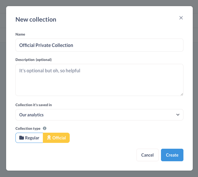 It's possible to create an official collection that lives in a personal ...