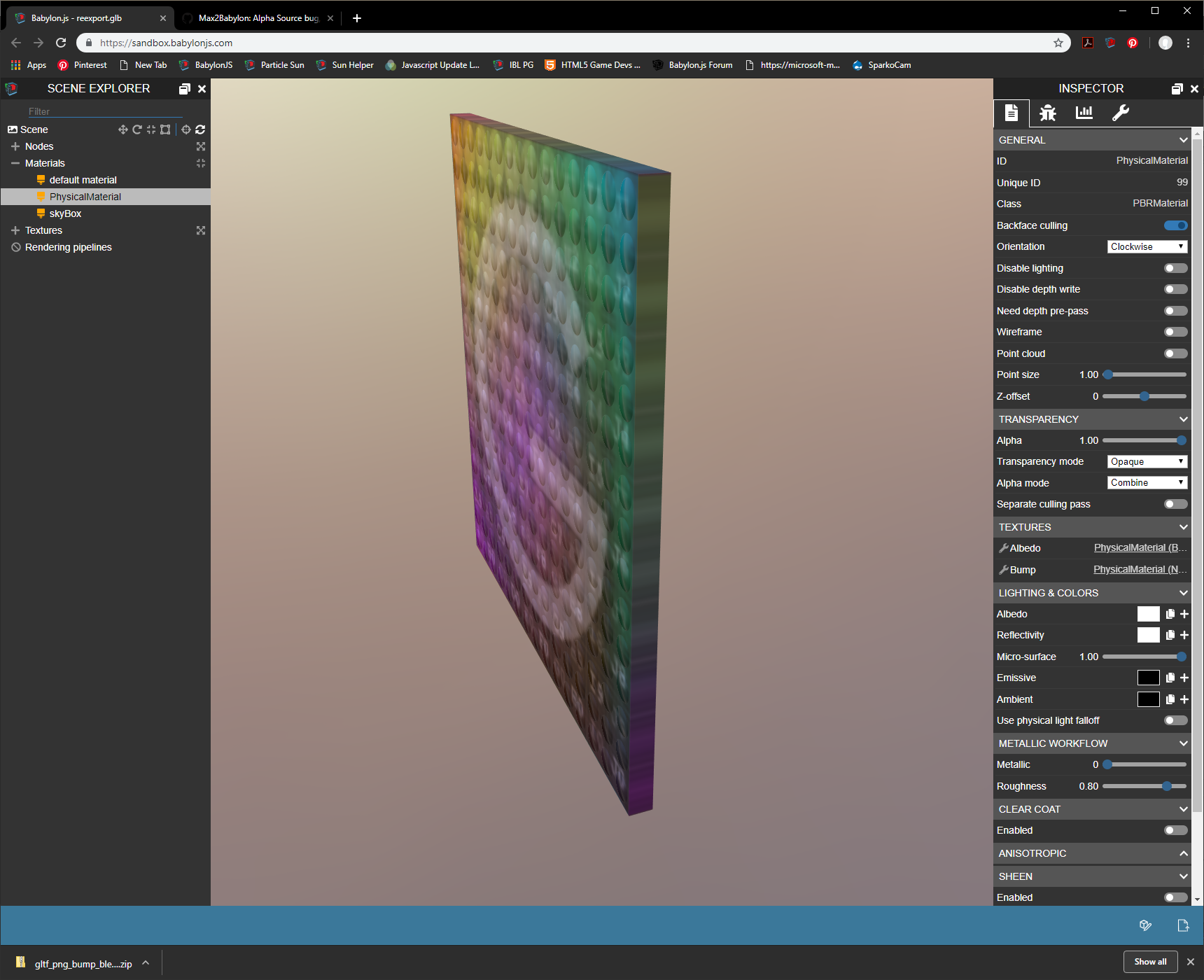 Max2Babylon: Alpha Source bug, Base Color JPG and Bump PNG? · Issue #470 · BabylonJS/Exporters ...