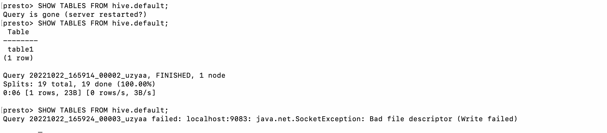 An Error Is Reported When Connecting To The Hive Metastore,socketexception Bad File