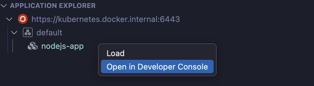 Open In Developer Console Fails For Kubernetes Applications · Issue