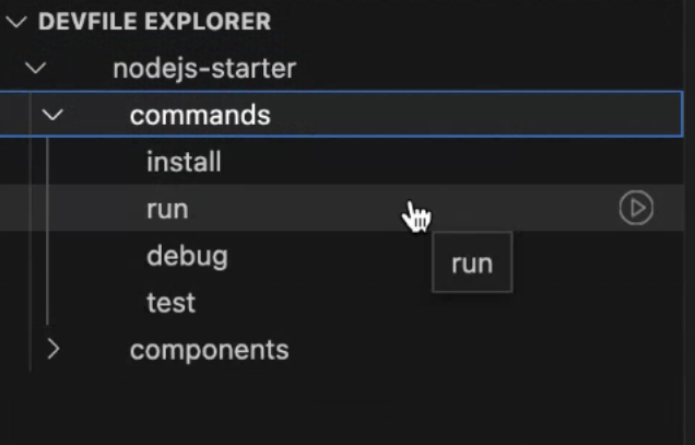 Add Tree Elements Including The Devfile Commands In Component Views · Issue 2811 · Redhat